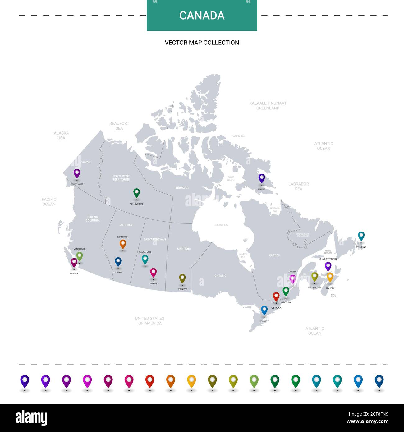 Canada map with location pointer marks. Infographic vector template ...