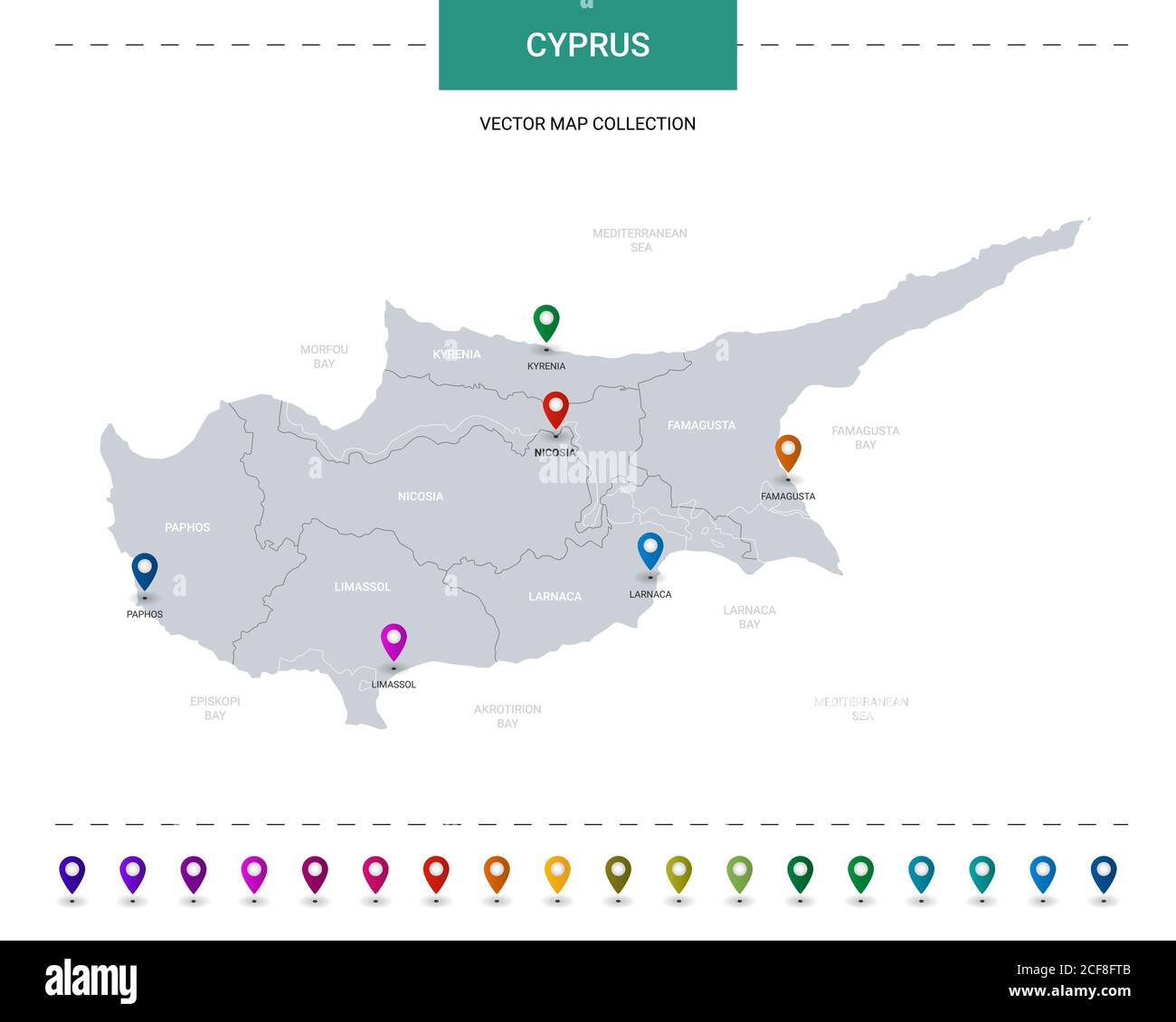 Cyprus map with location pointer marks. Infographic vector template ...