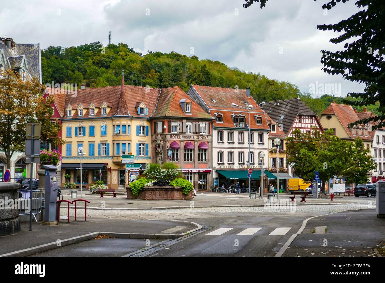 the old town of Munster, in the Vosges mountains, France Stock Photo ...