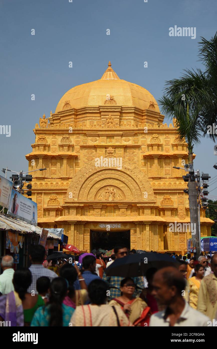 Picture of decorated Durga Puja pandal, Durga Puja is biggest religious ...