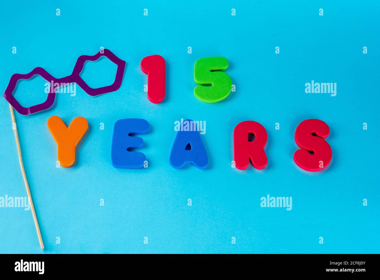 15 years old celebrating classic logo. Colored happy anniversary 15 th ...