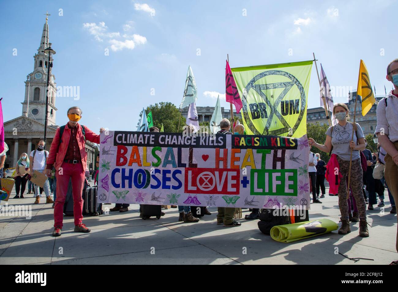 Midland Rebels holding a sign in Trafalgar Square during Extinction ...