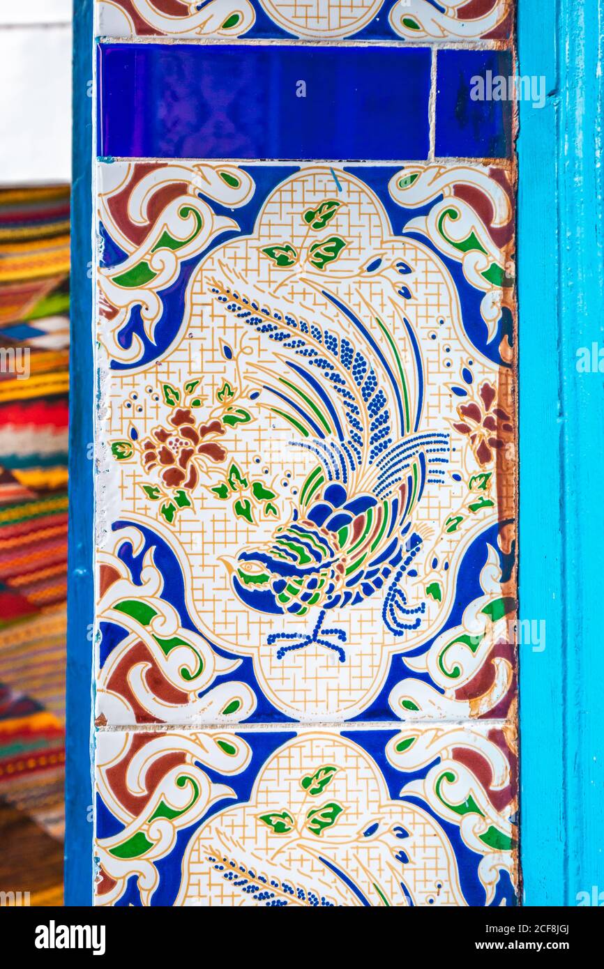 Broken tiles in Chefchaouen. Blue city medina in Morocco with blue ...
