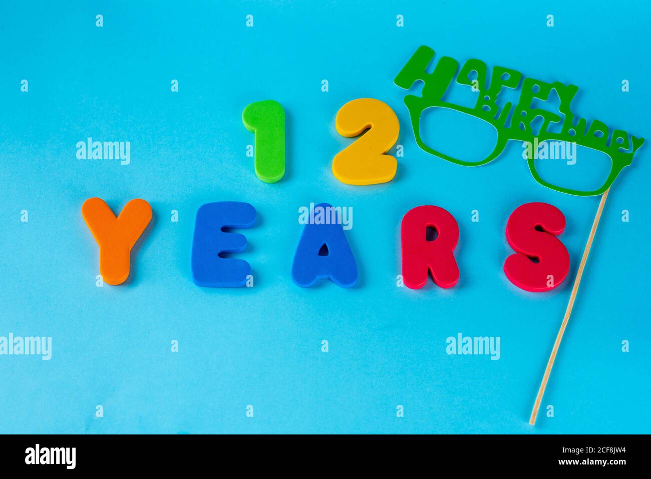 12 years old celebrating classic logo. Colored happy anniversary 12 th ...