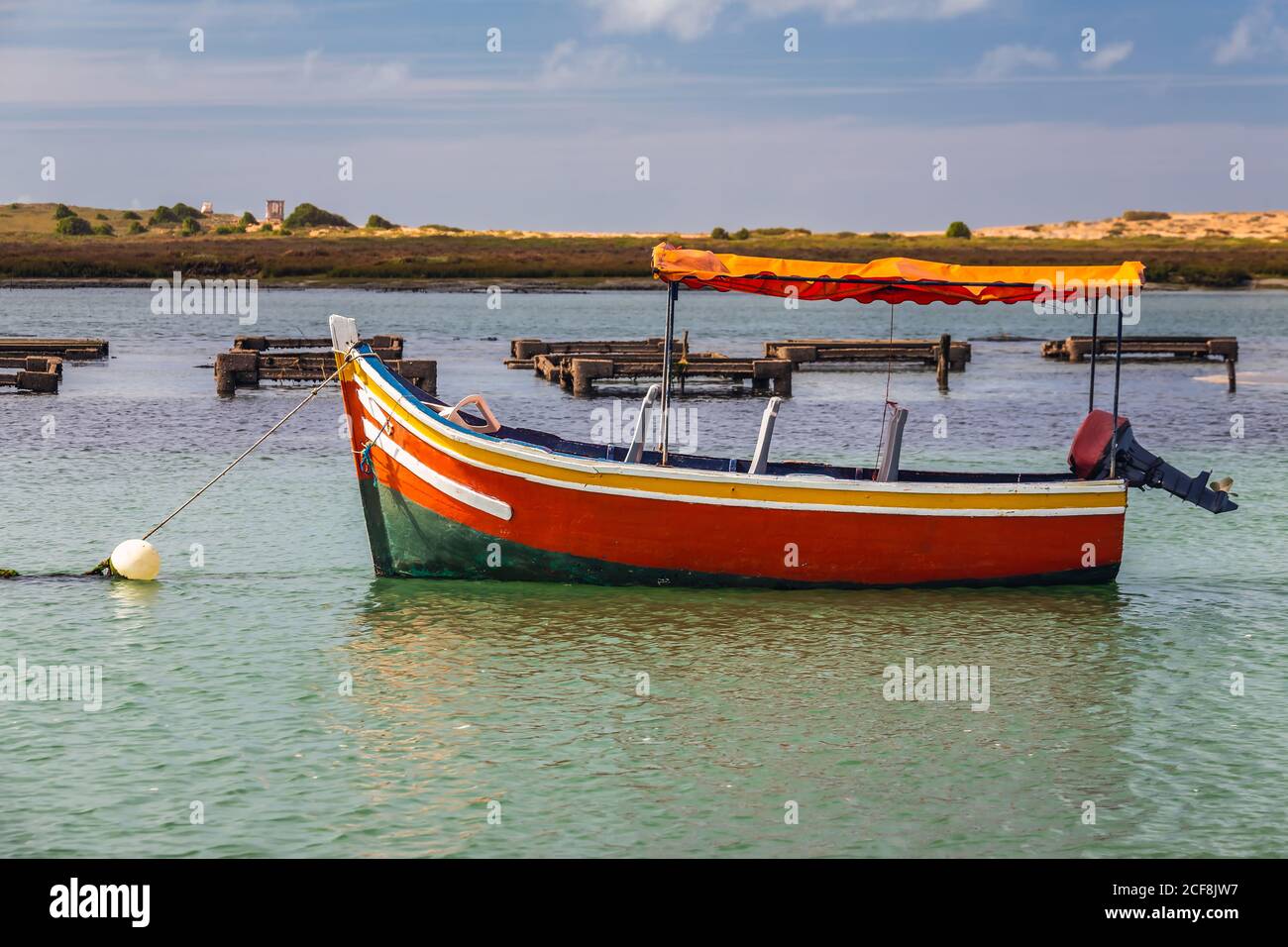 Fishing boat in Oualidia (Walidiya) is a coastal village in Morocco ...