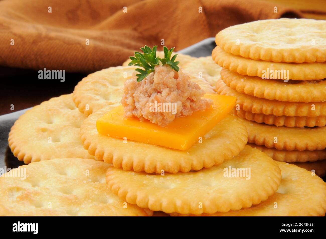 Cheddar cheese, deviled ham and crackers Stock Photo - Alamy