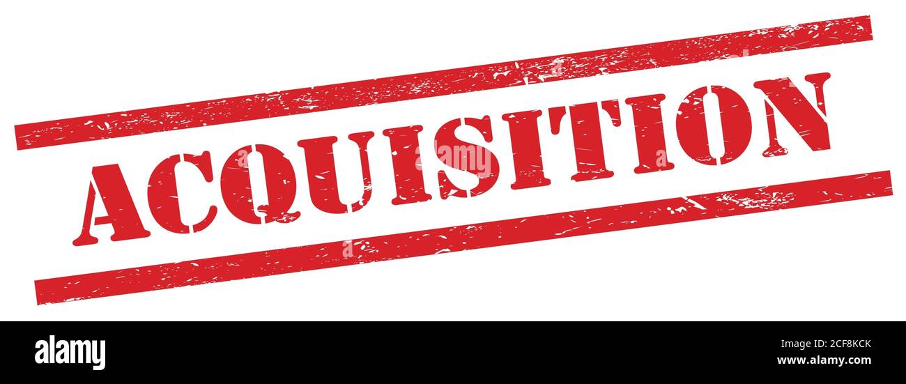 ACQUISITION text on red grungy rectangle stamp Stock Photo - Alamy