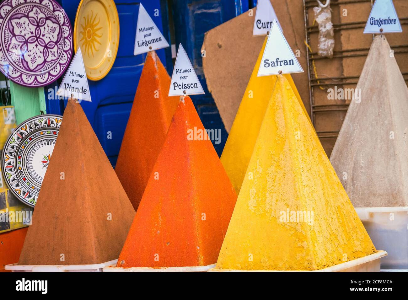 Selection of spices on a traditional Moroccan market (souk) in ...