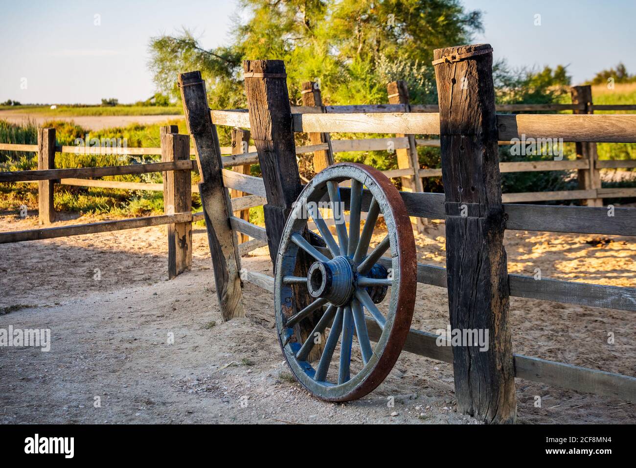 Wagon wheel at the ranch in Camargue, France Stock Photo - Alamy