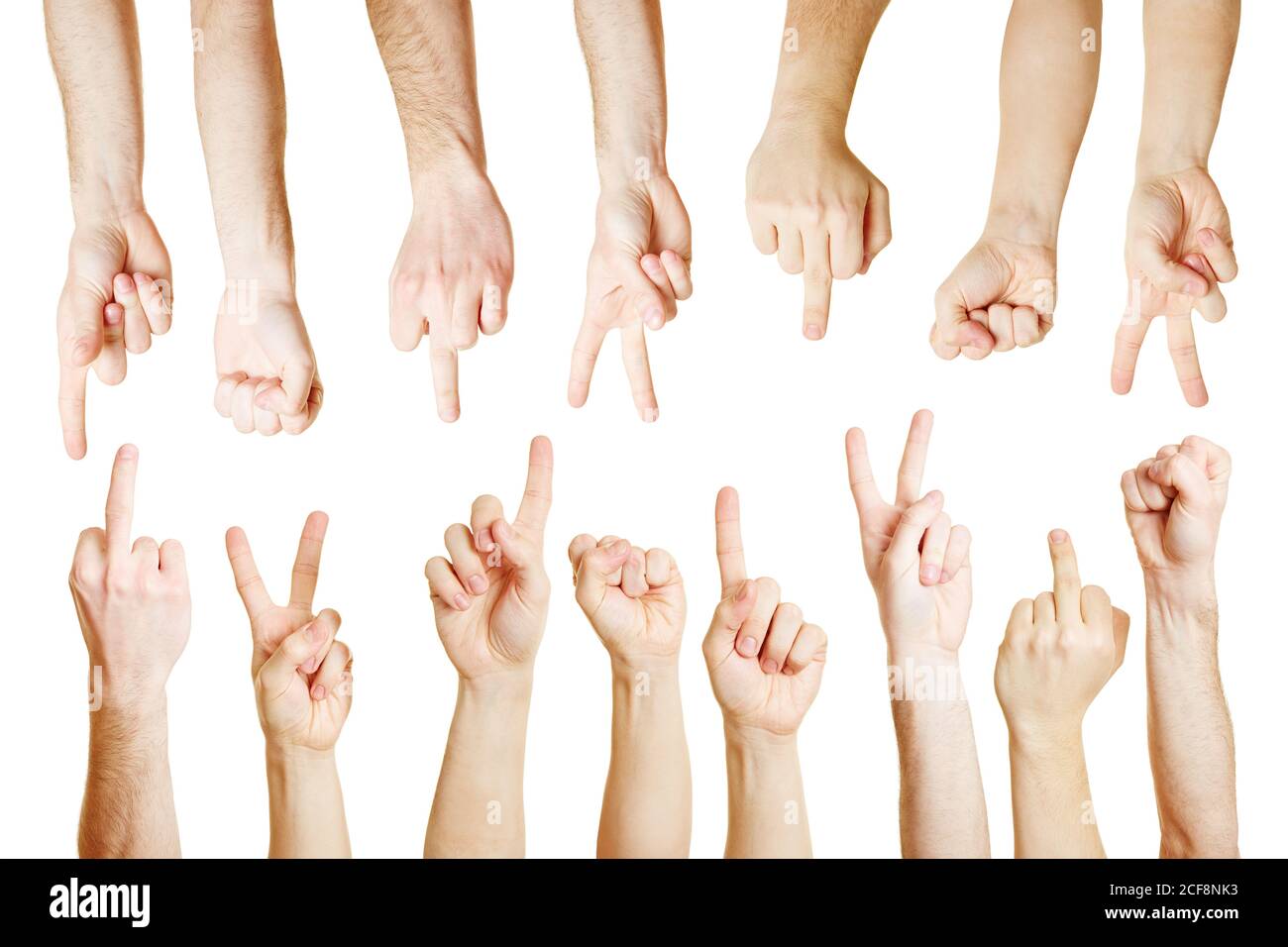 Many hands show different symbols with their fingers Stock Photo - Alamy