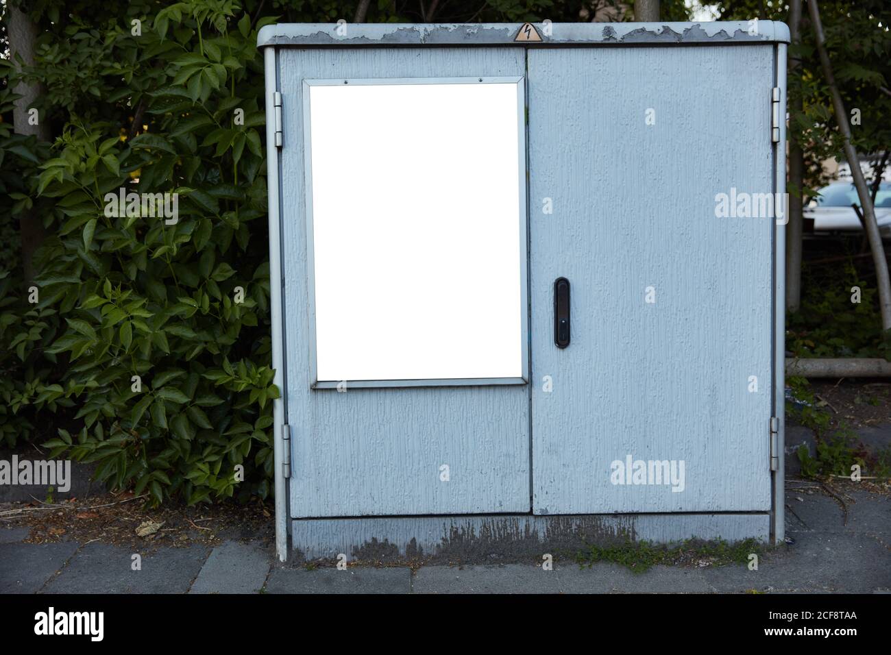 Poster poster mock-up template on control cabinet or distribution box ...