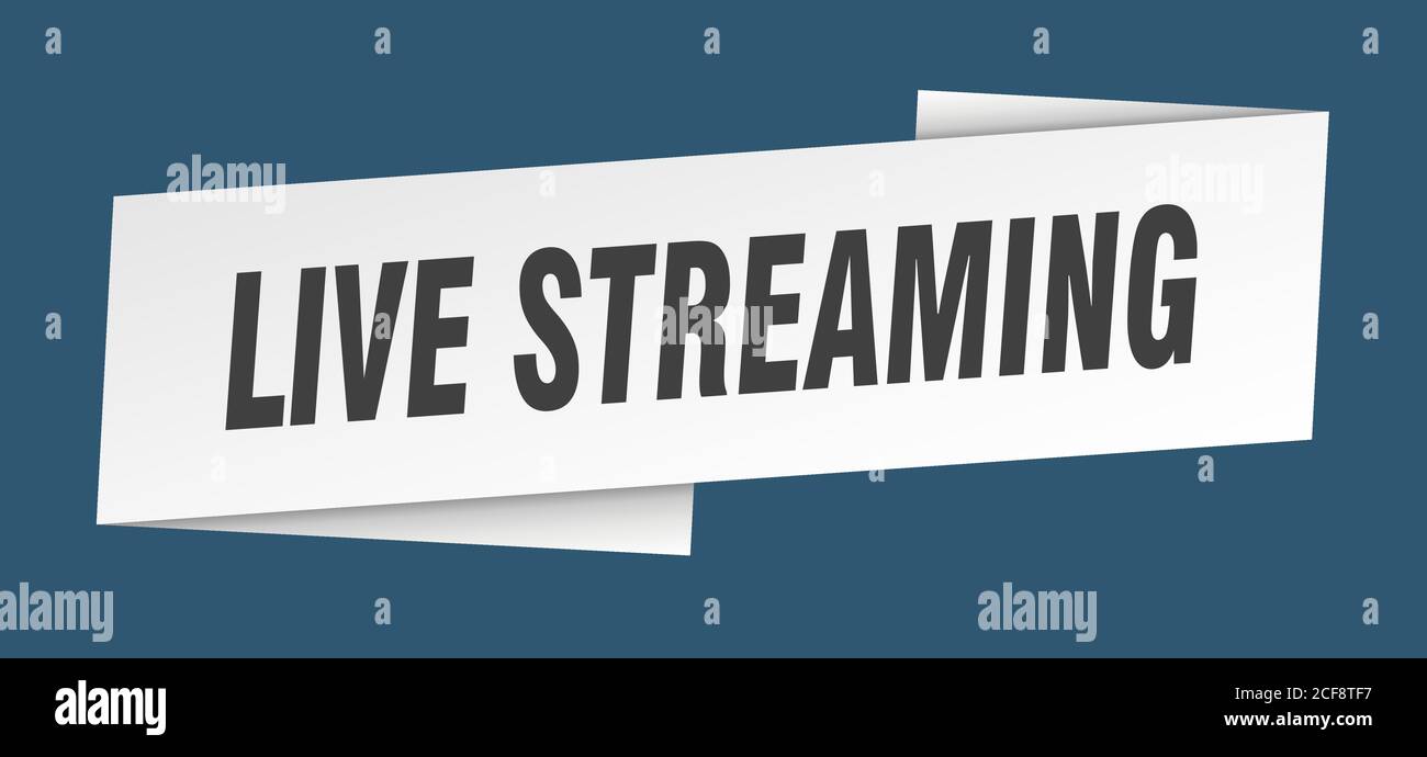 live streaming banner template. ribbon label sticker. sign Stock Vector ...