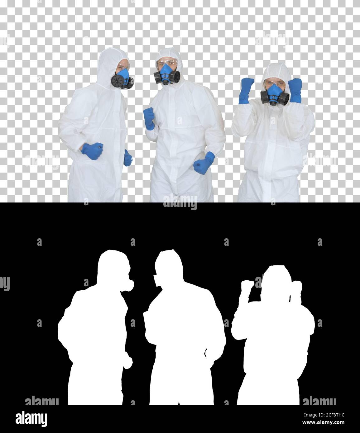 Medical team in protection clothes stacking and rising hands Teamwork ...