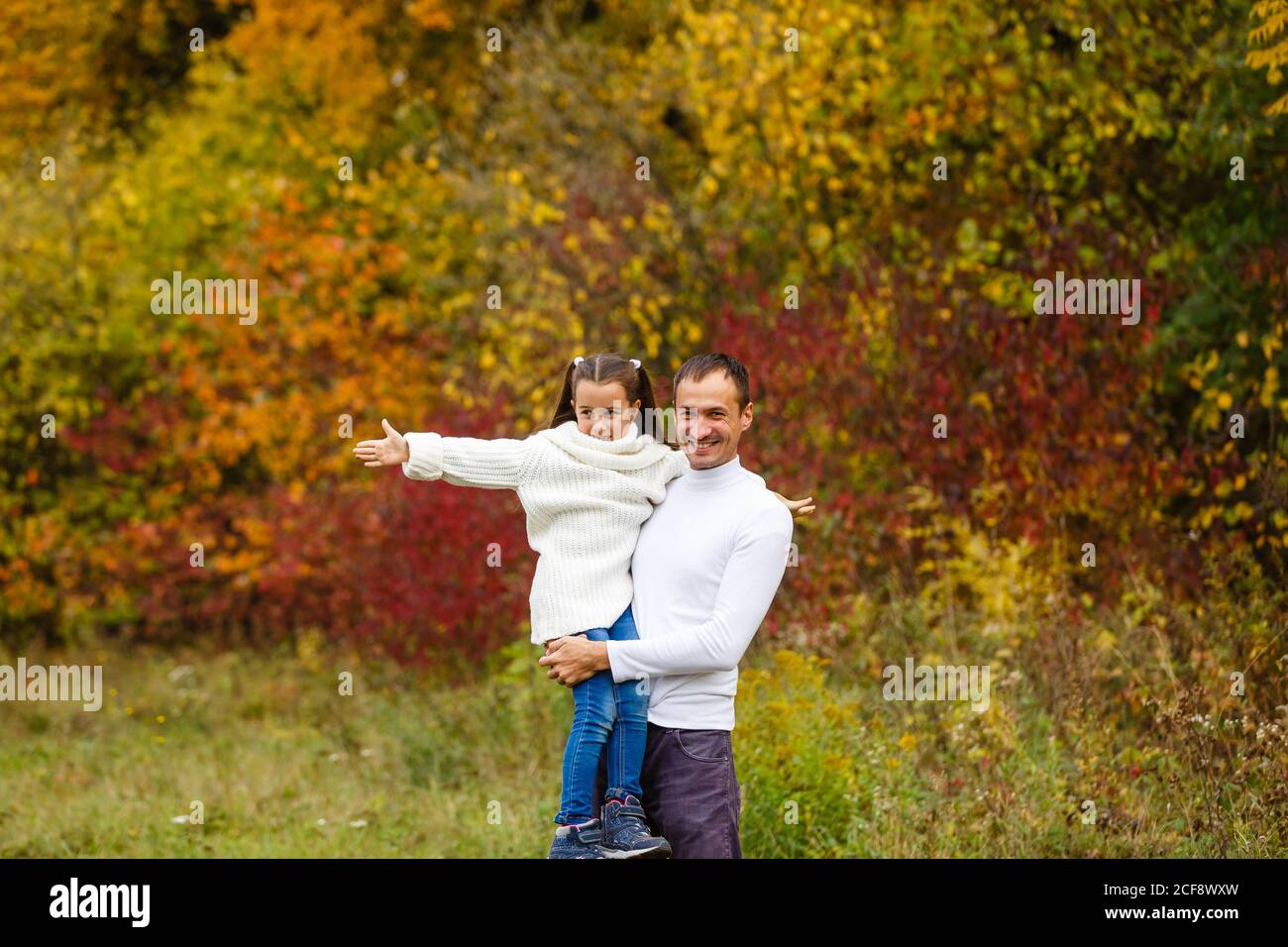 happy father and daughter on natural background Stock Photo - Alamy