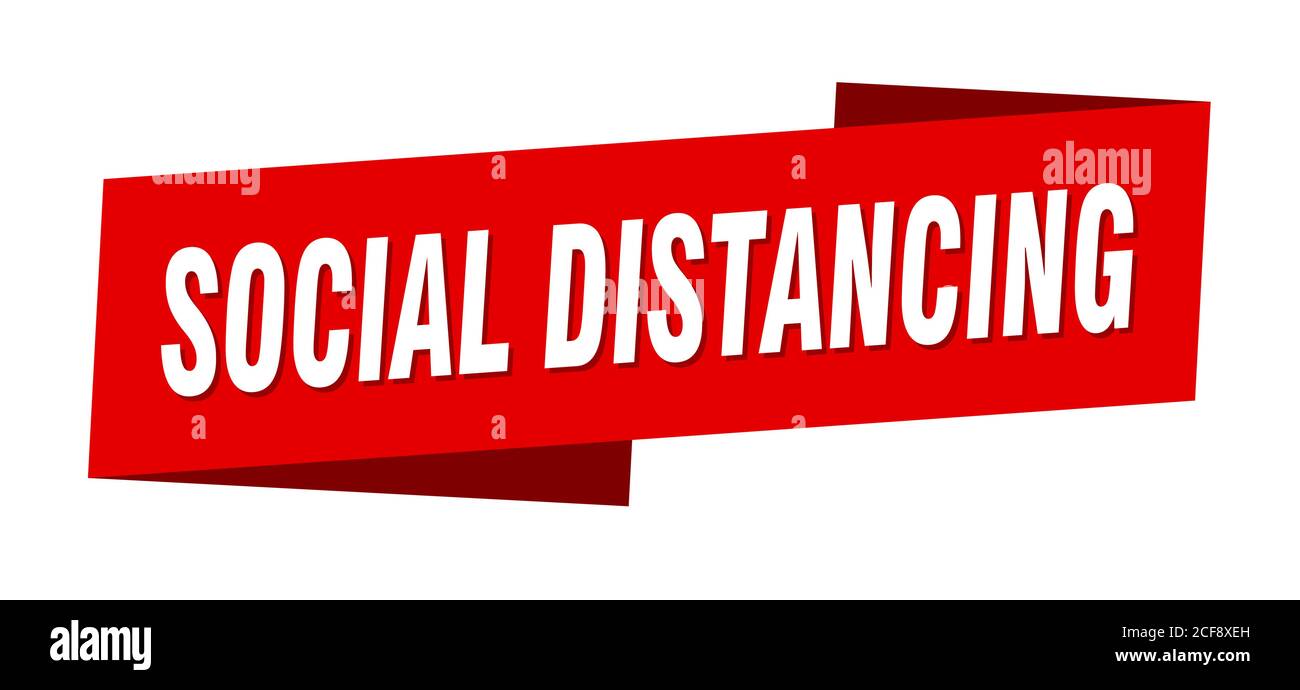 social distancing banner template. ribbon label sticker. sign Stock ...