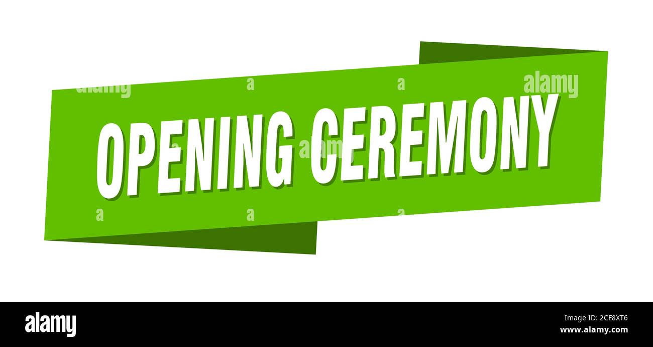 opening ceremony banner template. ribbon label sticker. sign Stock ...