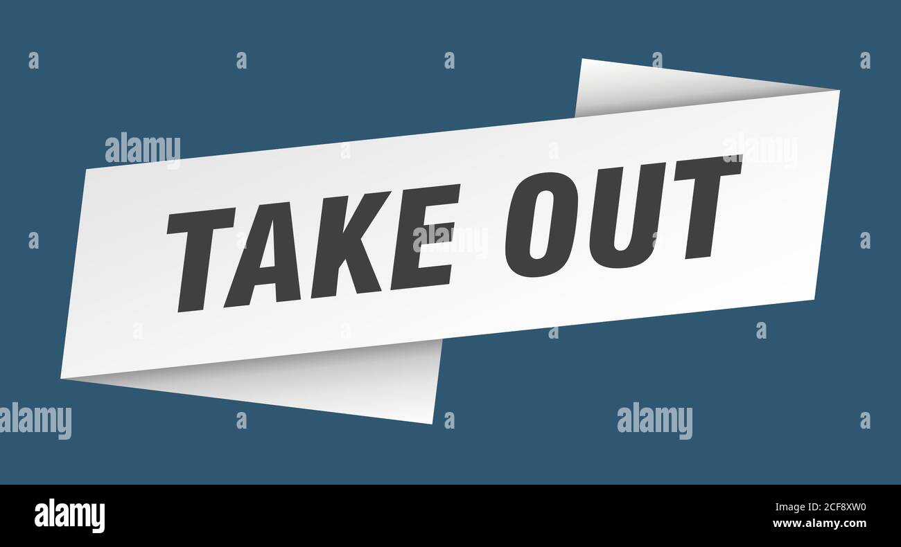 take out banner template. ribbon label sticker. sign Stock Vector Image ...
