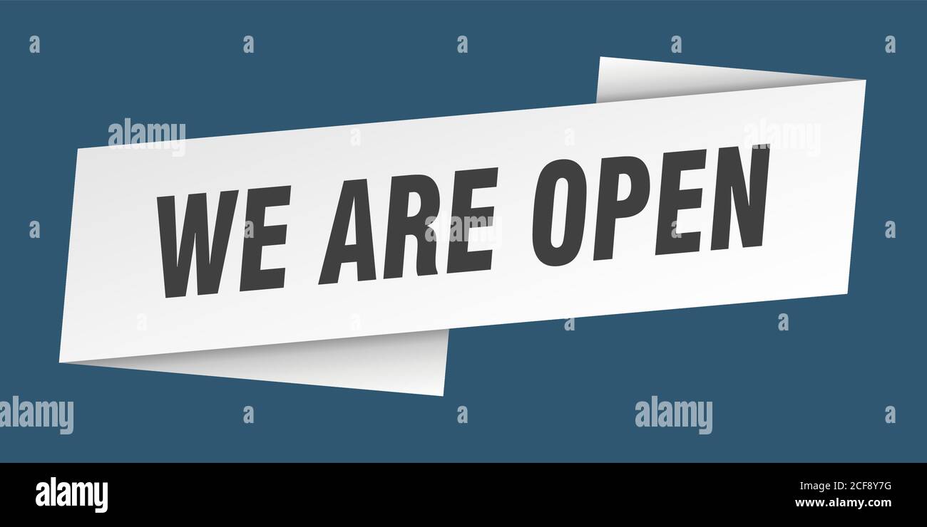 we are open banner template. ribbon label sticker. sign Stock Vector ...