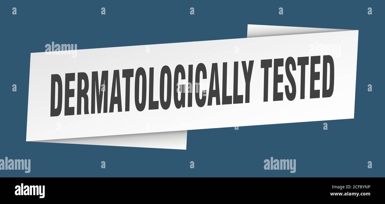 dermatologically tested banner template. ribbon label sticker. sign ...