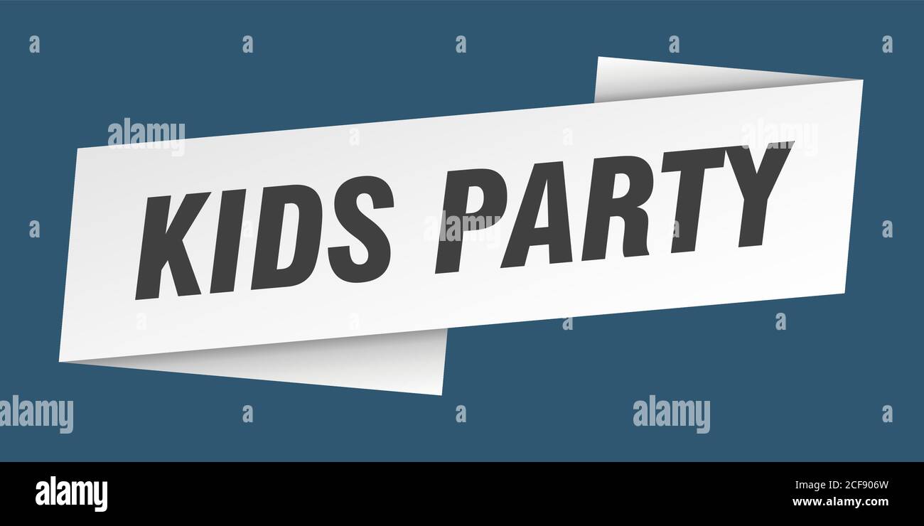kids party banner template. ribbon label sticker. sign Stock Vector ...