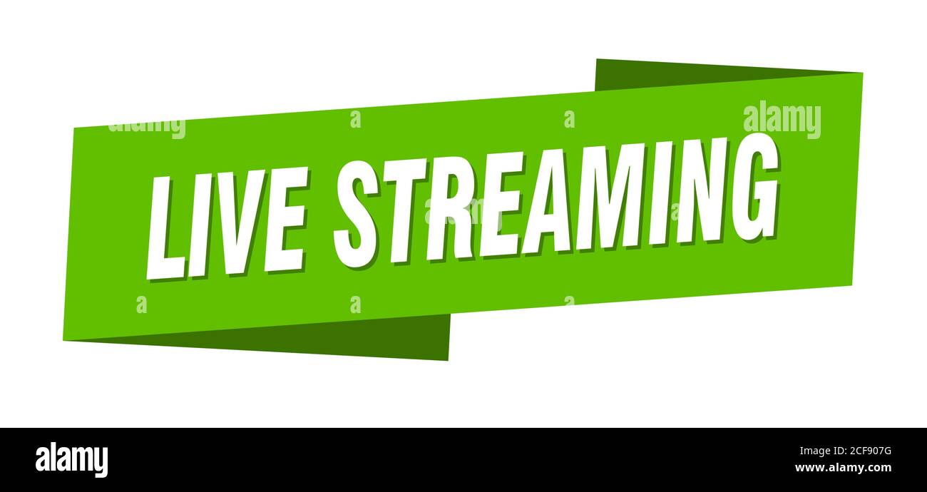 live streaming banner template. ribbon label sticker. sign Stock Vector ...
