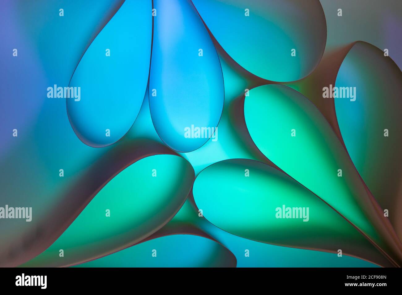 abstract multicolored green and blue background with glowing bubbles of ...