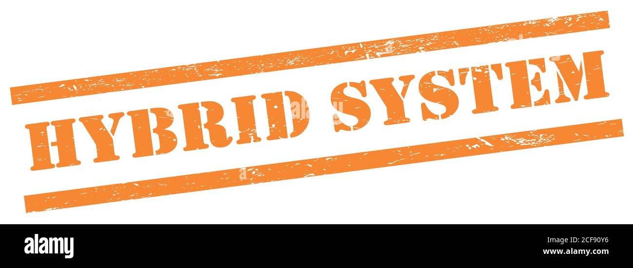 HYBRID SYSTEM text on orange grungy rectangle stamp Stock Photo - Alamy