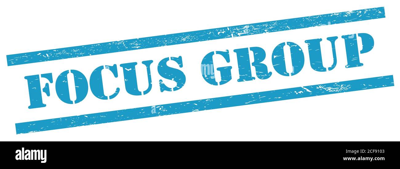 FOCUS GROUP text on blue grungy rectangle stamp Stock Photo - Alamy
