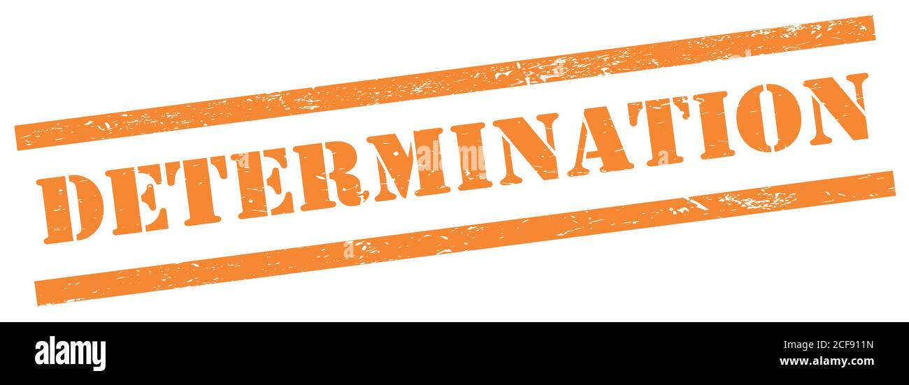 DETERMINATION text on orange grungy rectangle stamp Stock Photo - Alamy