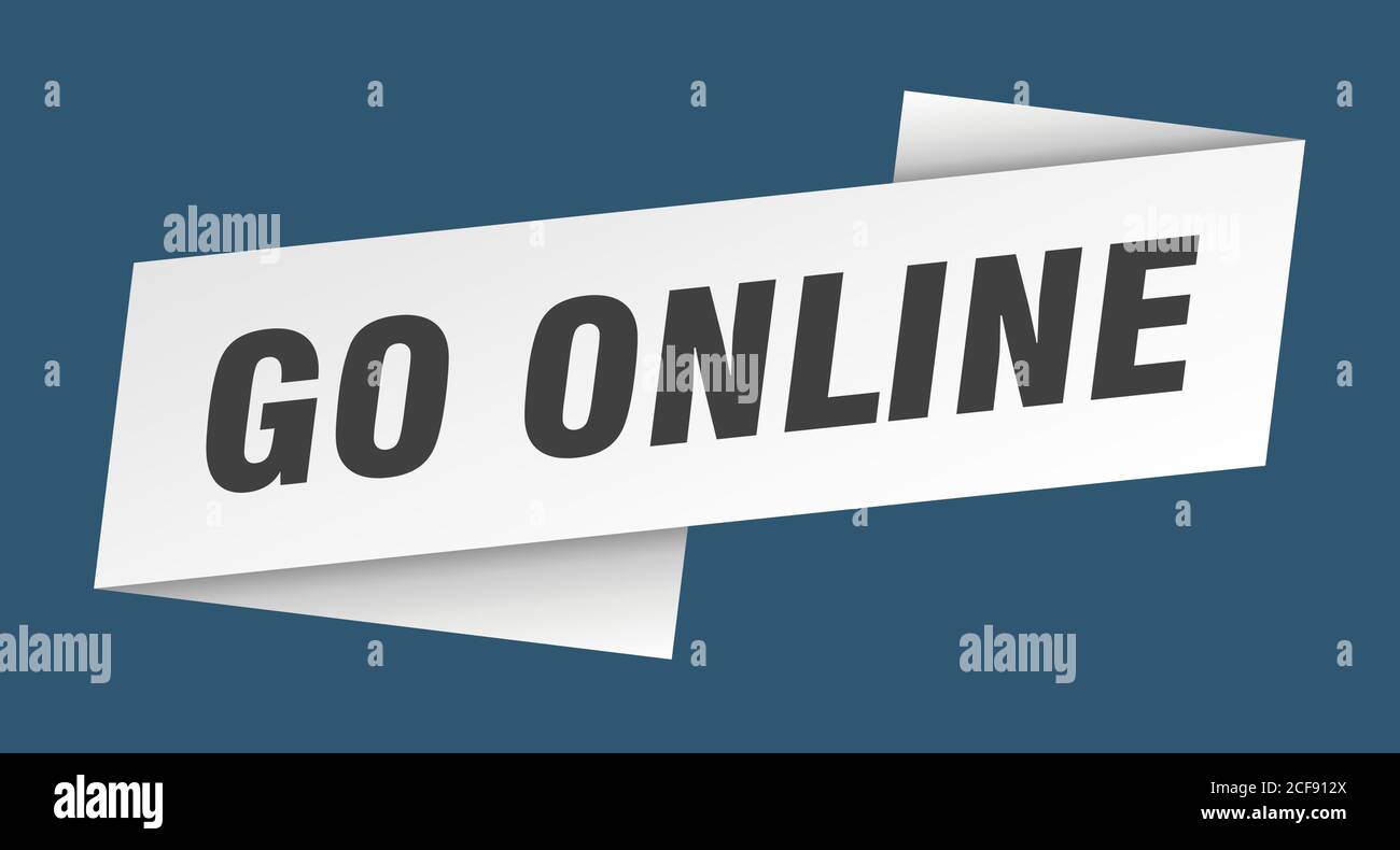 go online banner template. ribbon label sticker. sign Stock Vector ...