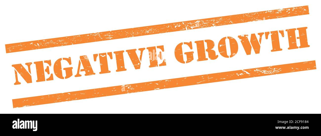 NEGATIVE GROWTH text on orange grungy rectangle stamp Stock Photo - Alamy
