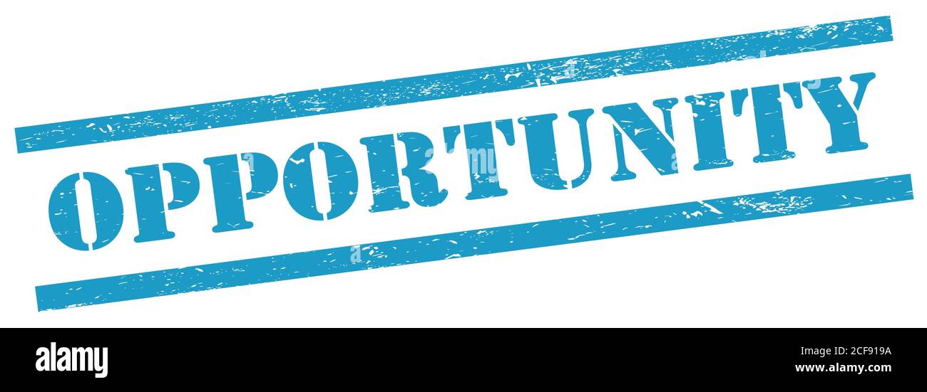 OPPORTUNITY text on blue grungy rectangle stamp Stock Photo - Alamy