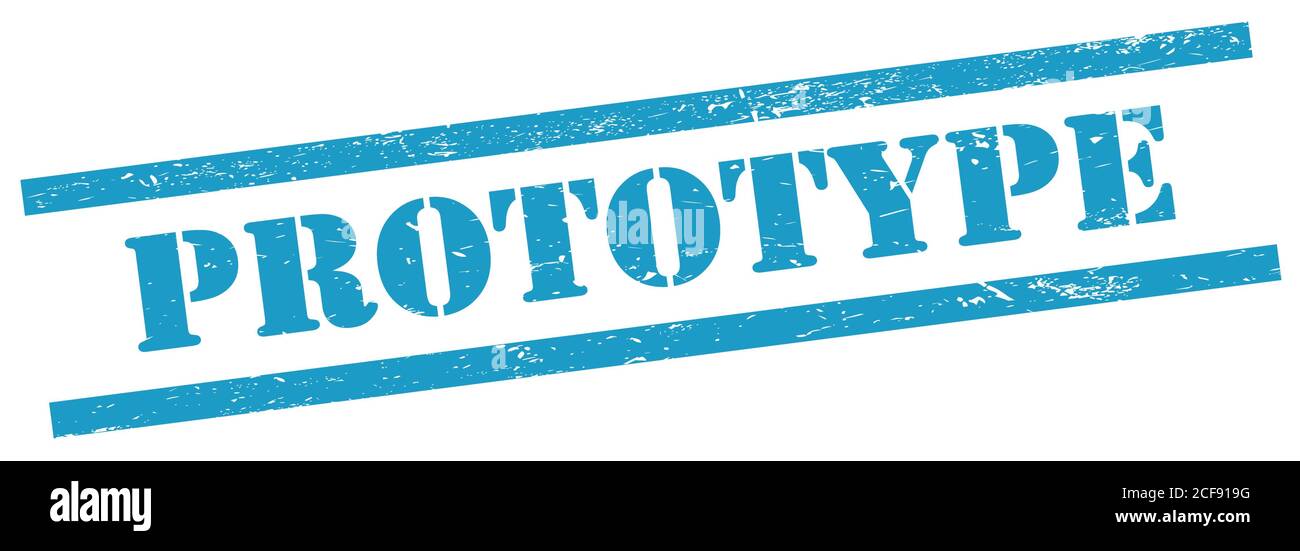 PROTOTYPE text on blue grungy rectangle stamp Stock Photo - Alamy