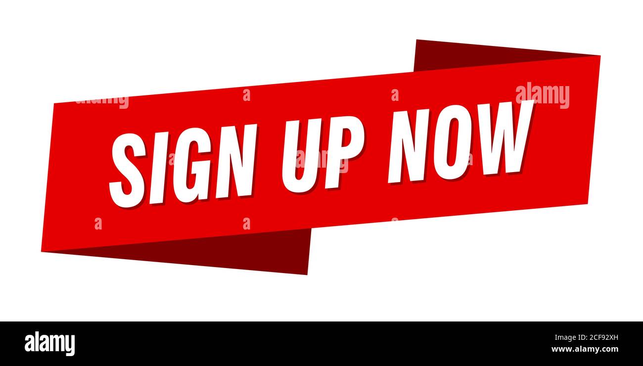sign up now banner template. ribbon label sticker. sign Stock Vector ...