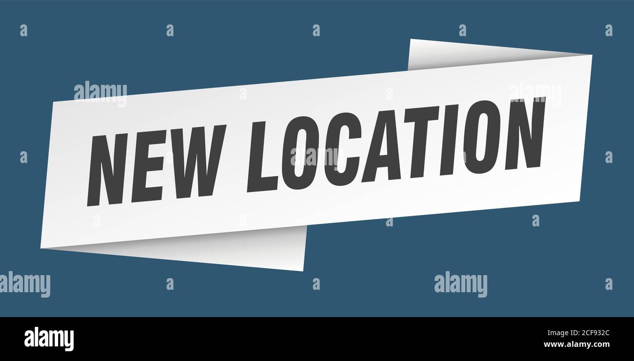 new location banner template. ribbon label sticker. sign Stock Vector ...