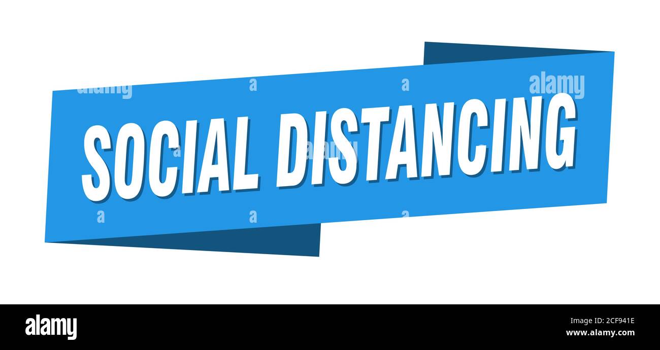 social distancing banner template. ribbon label sticker. sign Stock ...