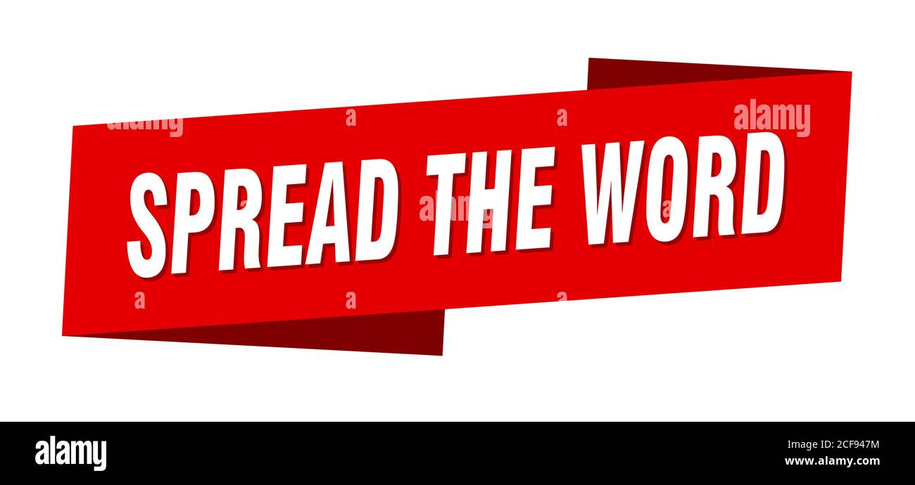 spread the word banner template. ribbon label sticker. sign Stock ...