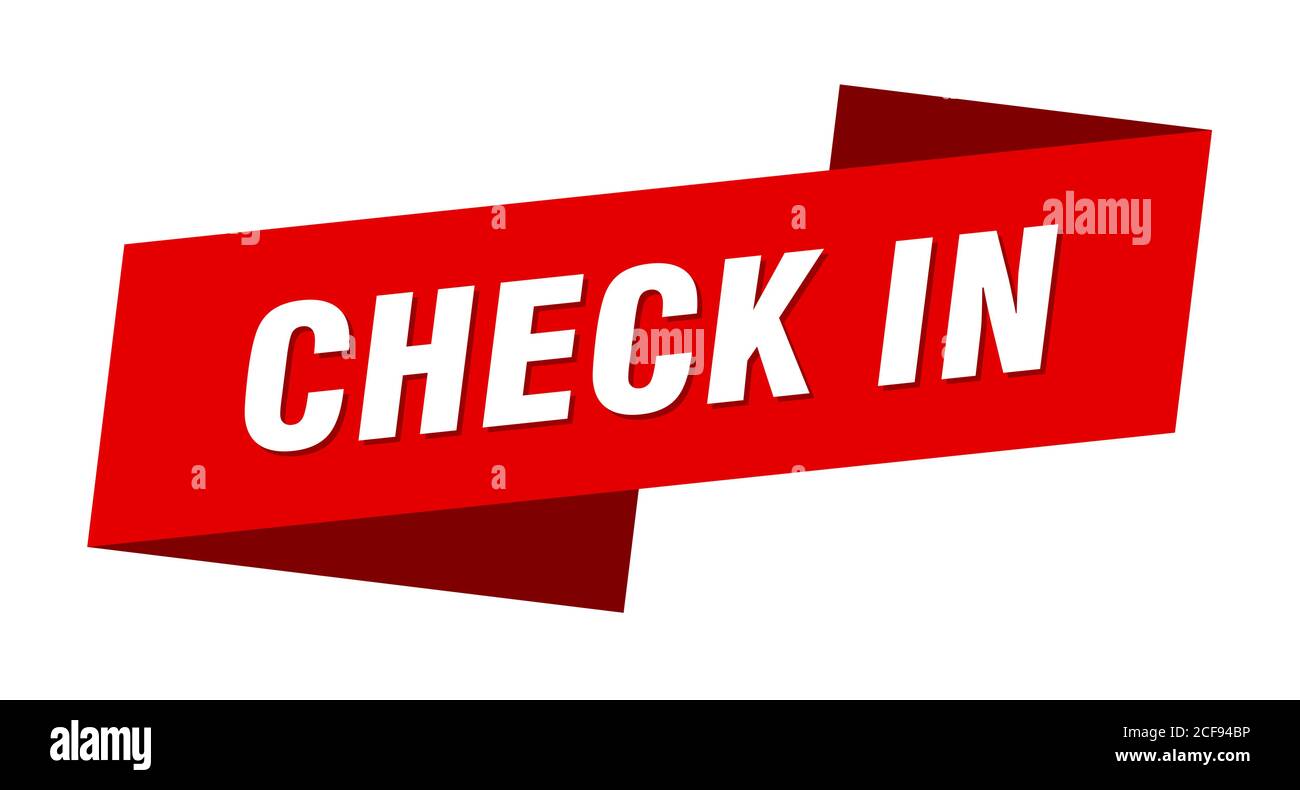 check in banner template. ribbon label sticker. sign Stock Vector Image ...