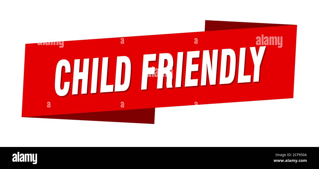 child friendly banner template. ribbon label sticker. sign Stock Vector ...