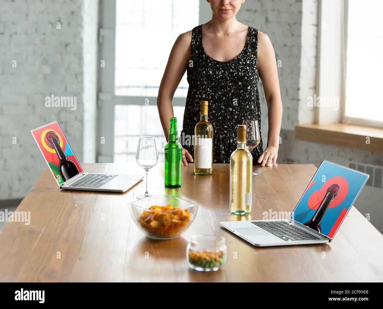 Virtual talking with friends, celebrating and drinking alcohol. All the ...