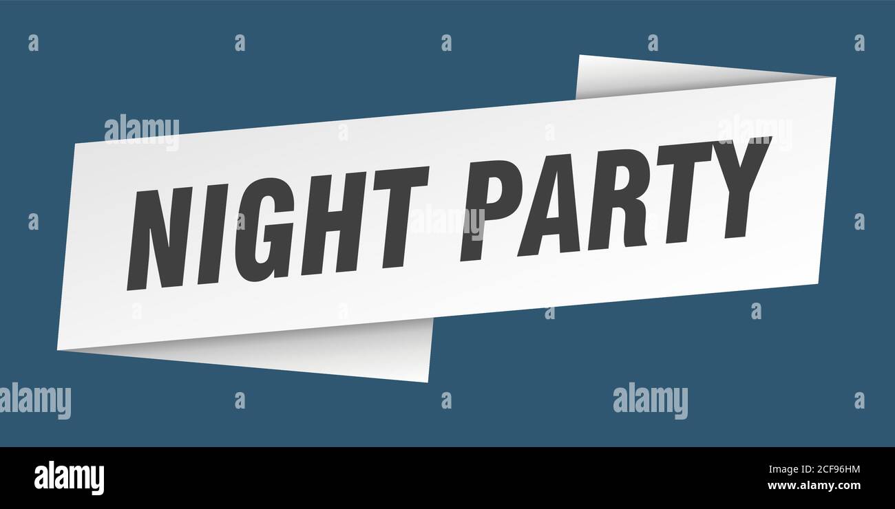 night party banner template. ribbon label sticker. sign Stock Vector ...