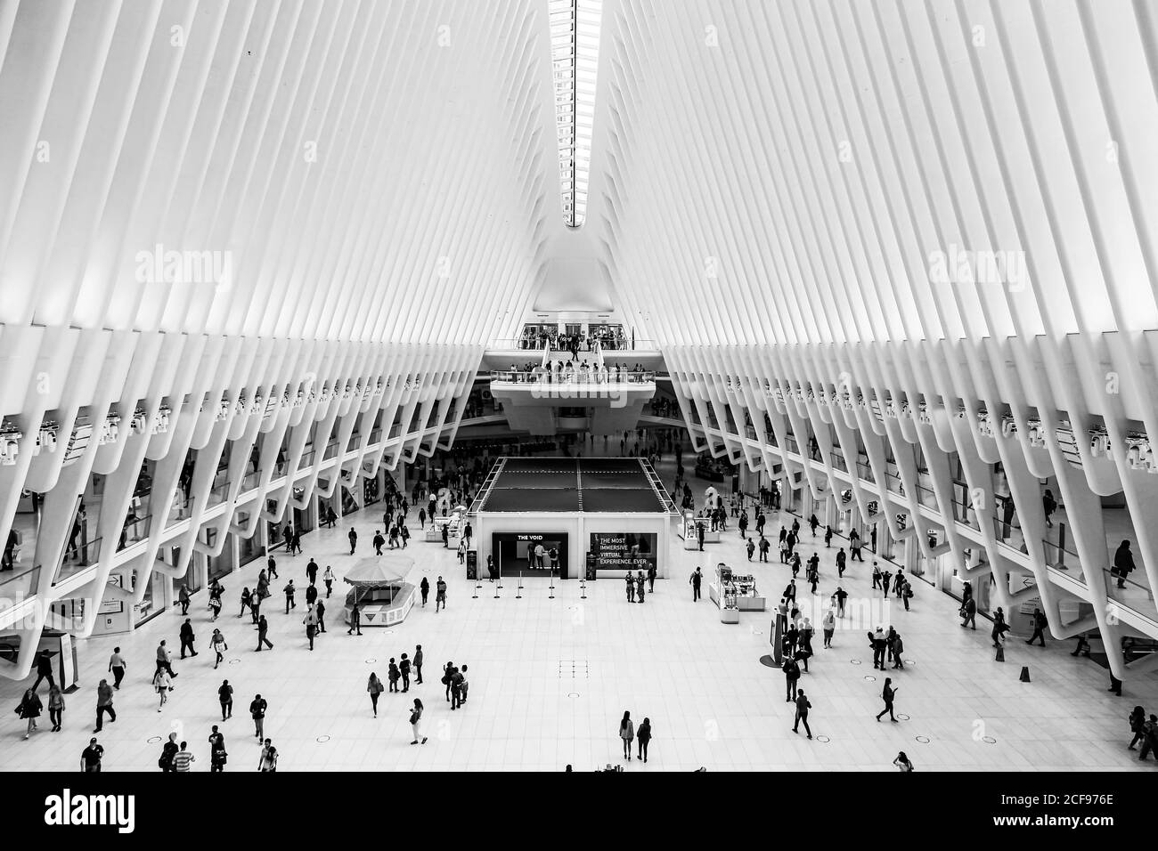 New York City, USA - October 7, 2019: Interior shot of the Oculus Mall ...