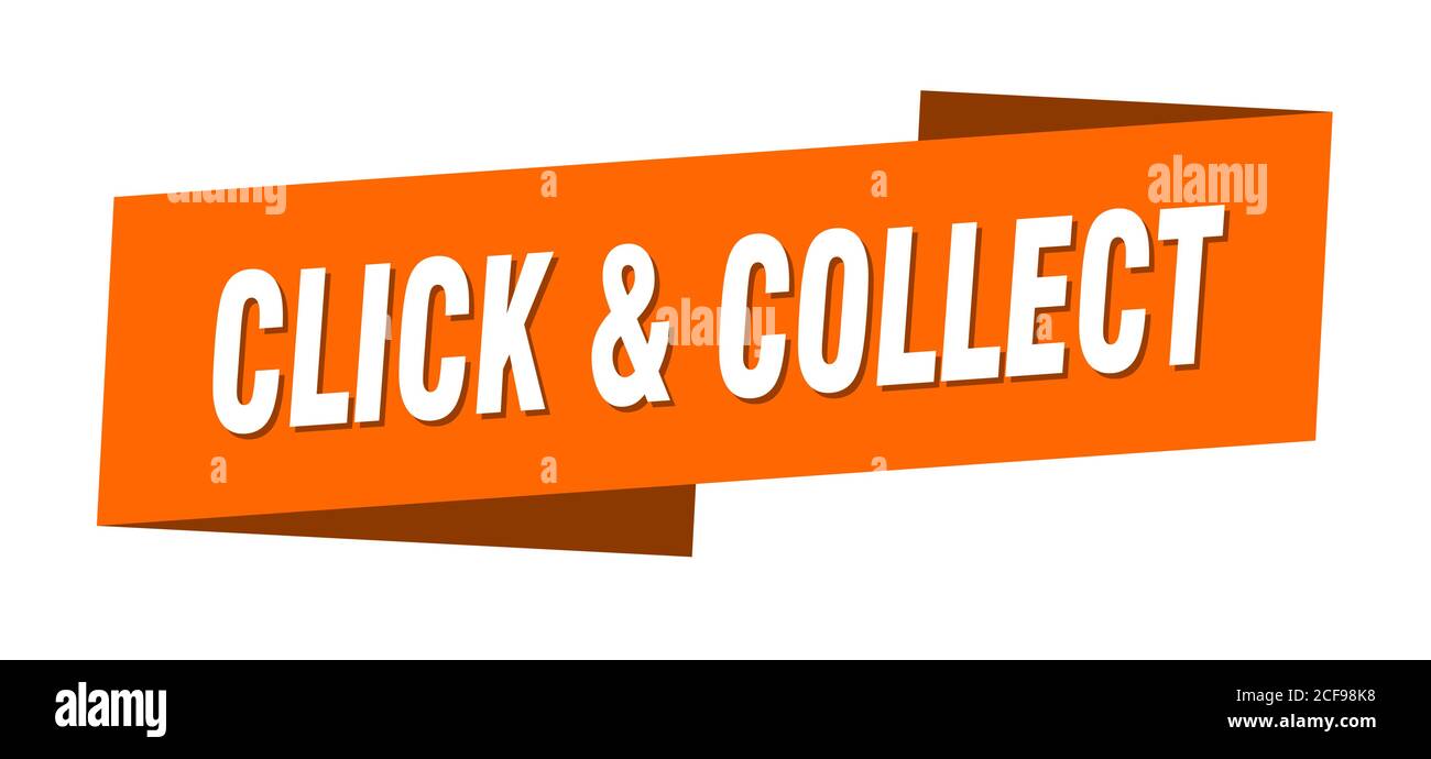 click & collect banner template. ribbon label sticker. sign Stock ...