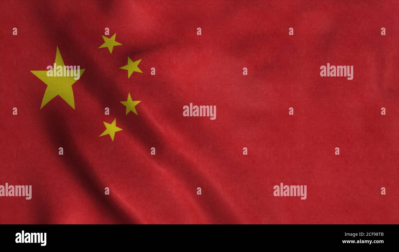 Red Chinese Flag Waving Dramatically. Sign of the People's Republic Of ...