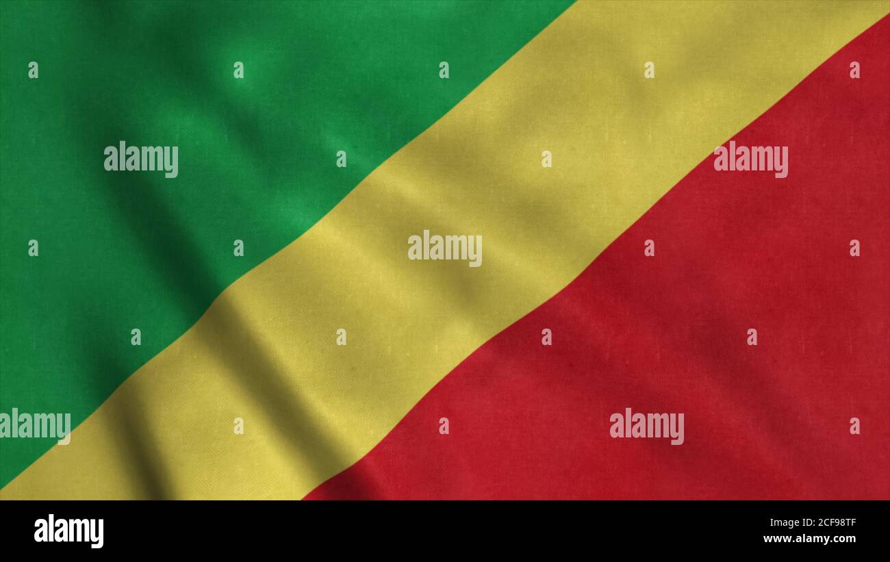 Republic of the Congo flag waving in the wind. National flag of ...