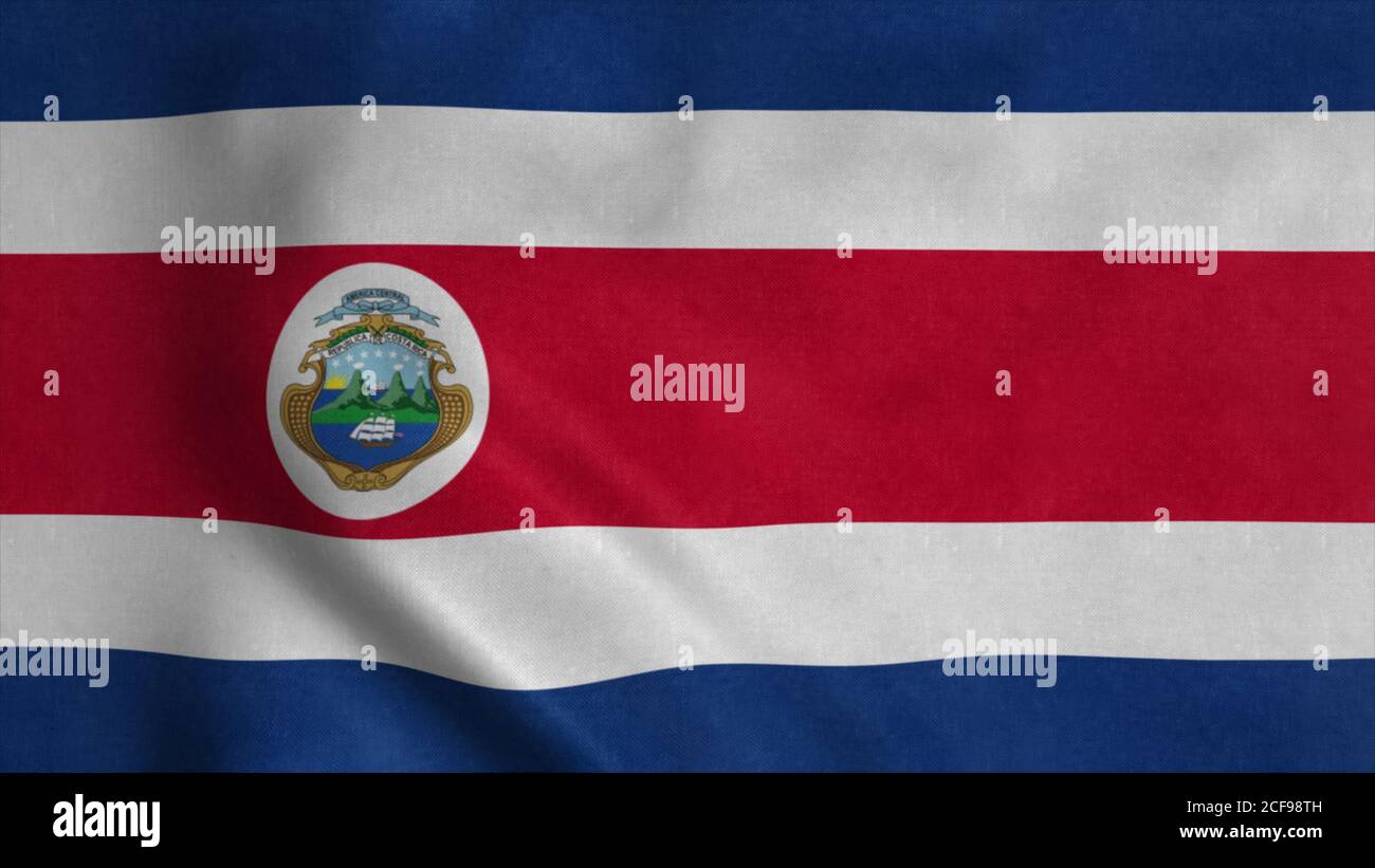 Costa Rica flag waving in the wind. National flag Costa Rica. 3d ...