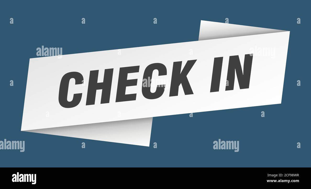 check in banner template. ribbon label sticker. sign Stock Vector Image ...