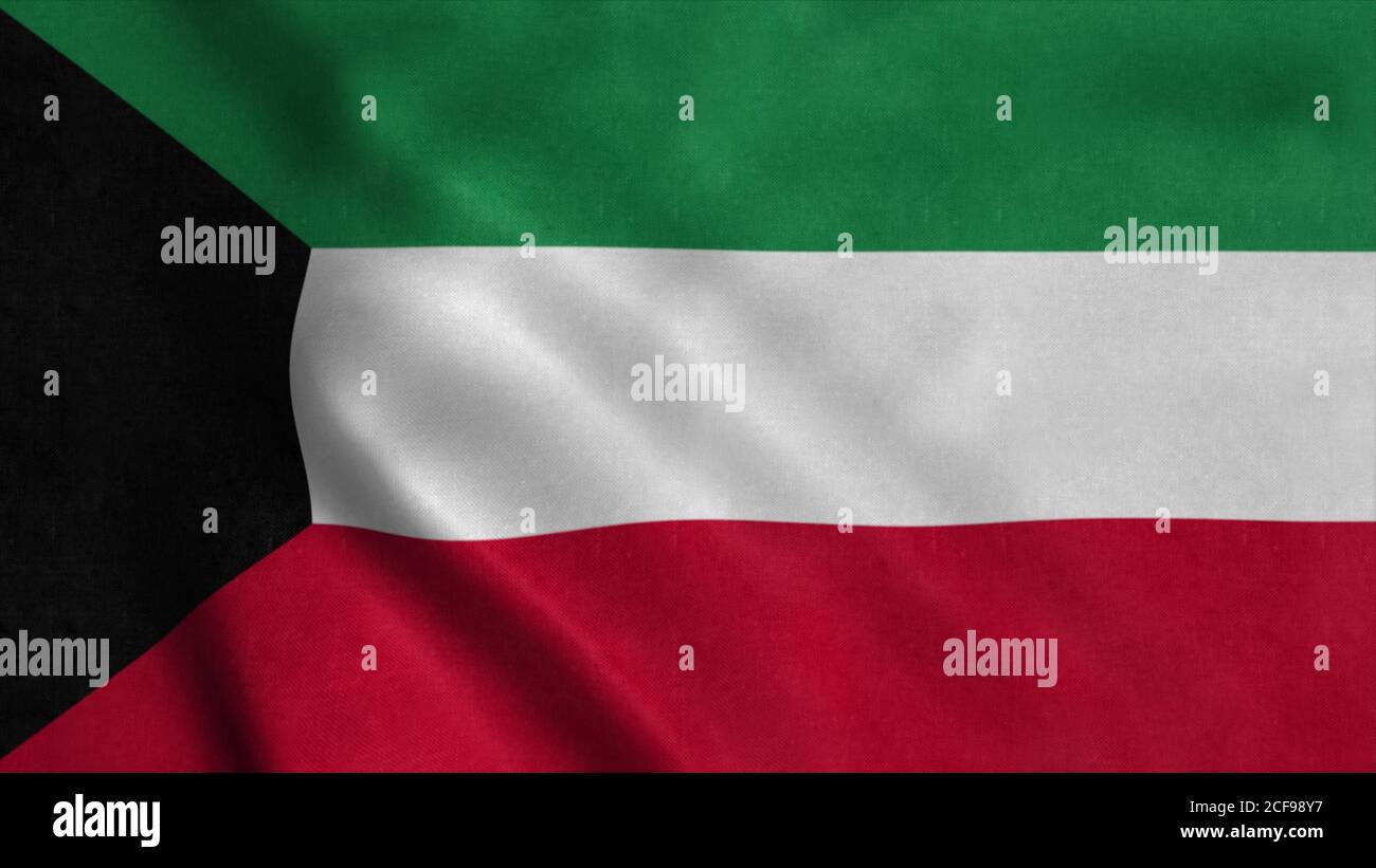 Kuwait flag waving in the wind. National flag State of Kuwait. 3d ...