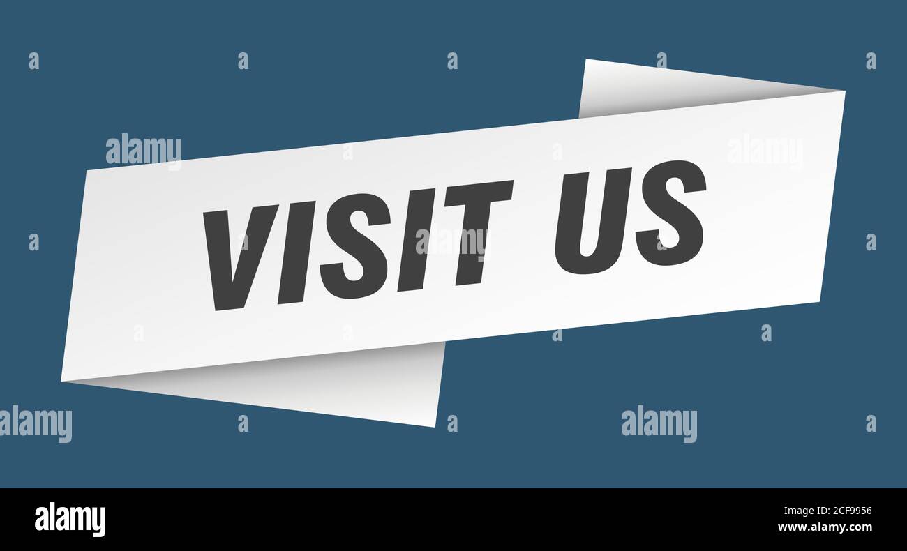 visit us banner template. ribbon label sticker. sign Stock Vector Image ...