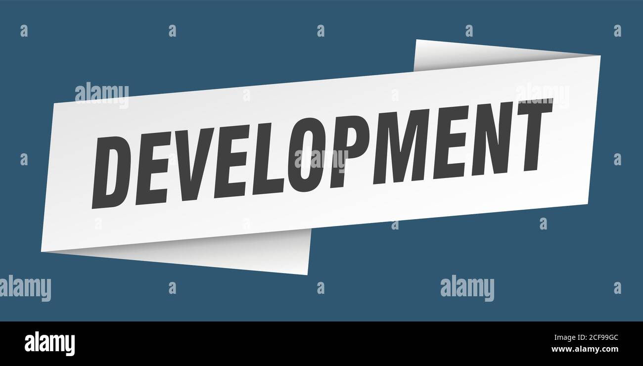 development banner template. ribbon label sticker. sign Stock Vector ...